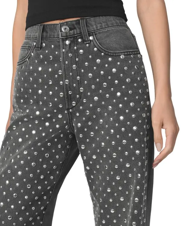 Joe's Jeans The Harlow High Rise Studded Wide Leg Jeans