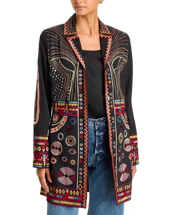Johnny Was Ravenna Embroidered Long Blazer