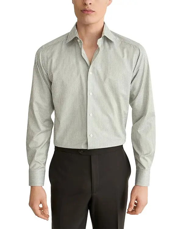 Eton Cotton Slim Fit Stripe Shirt - Medium Green