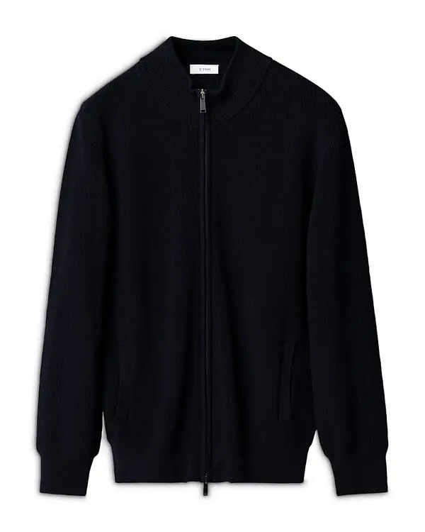 Eton Merino Wool Tailored Full Zip Knit Cardigan Sweater