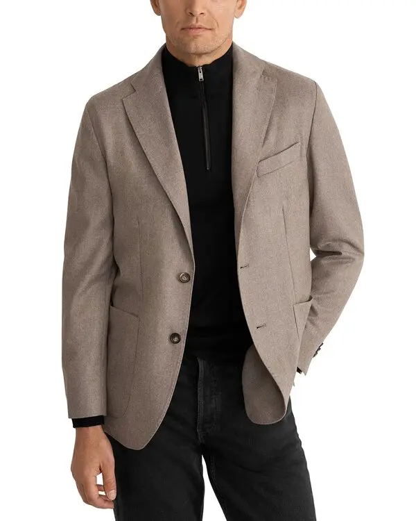 Eton Merino Wool Quarter Zip Knit Sweater - Black