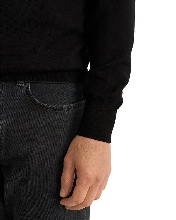 Eton Merino Wool Quarter Zip Knit Sweater - Black