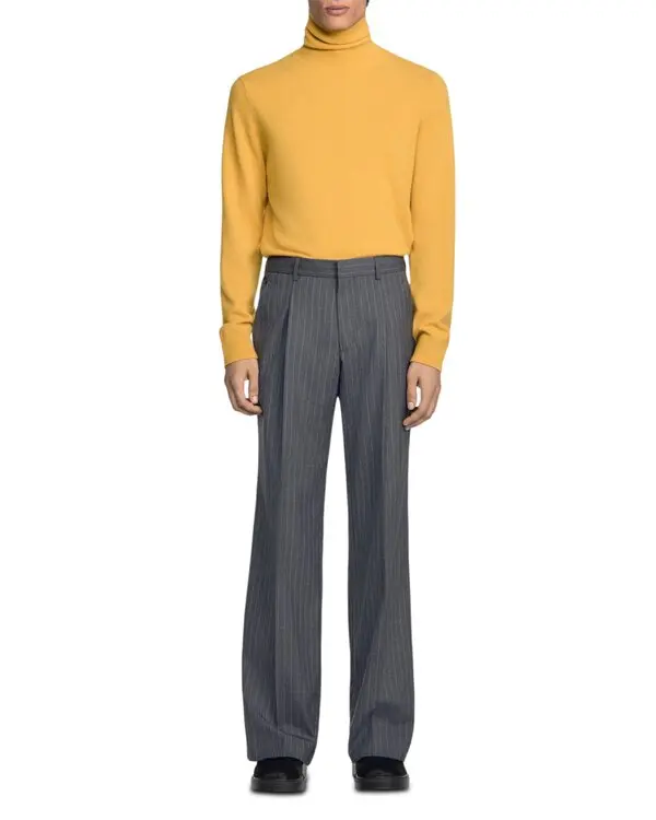 Sandro Croisee Wool Wide Leg Pinstripe Suit Trousers