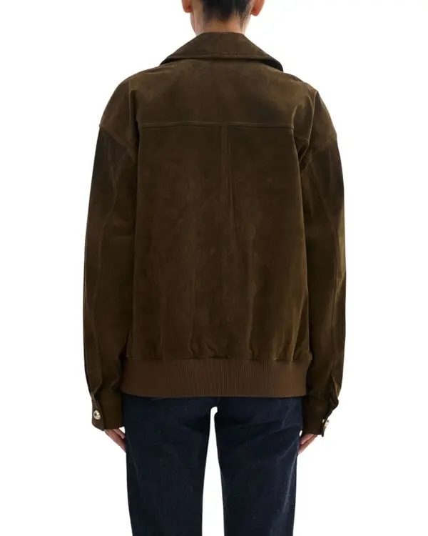 LAMARQUE Aleda Oversized Suede Jacket - Olive