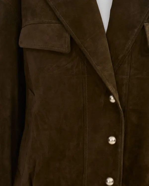 LAMARQUE Aleda Oversized Suede Jacket - Olive