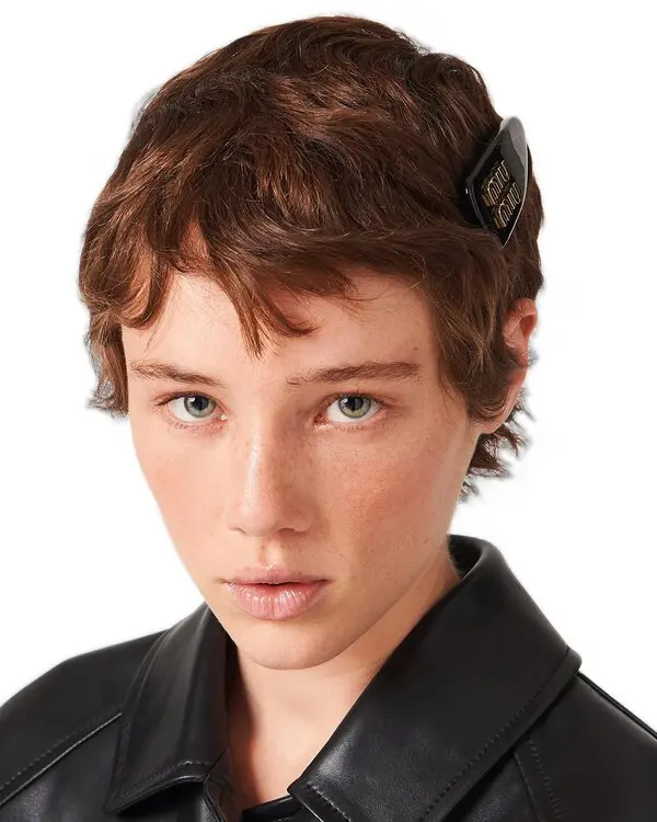 Miu Miu Patent Leather Hair Clip, 3.14 - Black