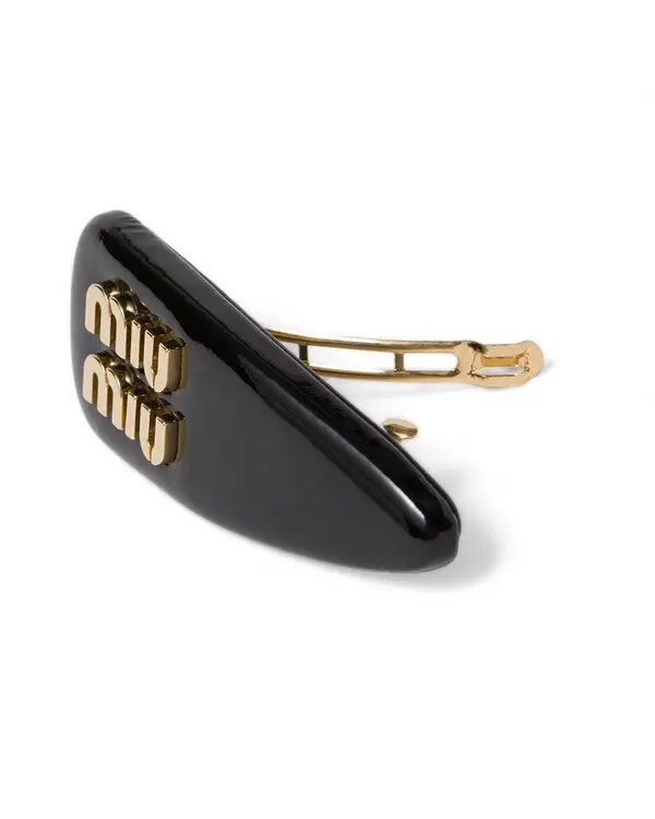 Miu Miu Patent Leather Hair Clip, 3.14 - Black