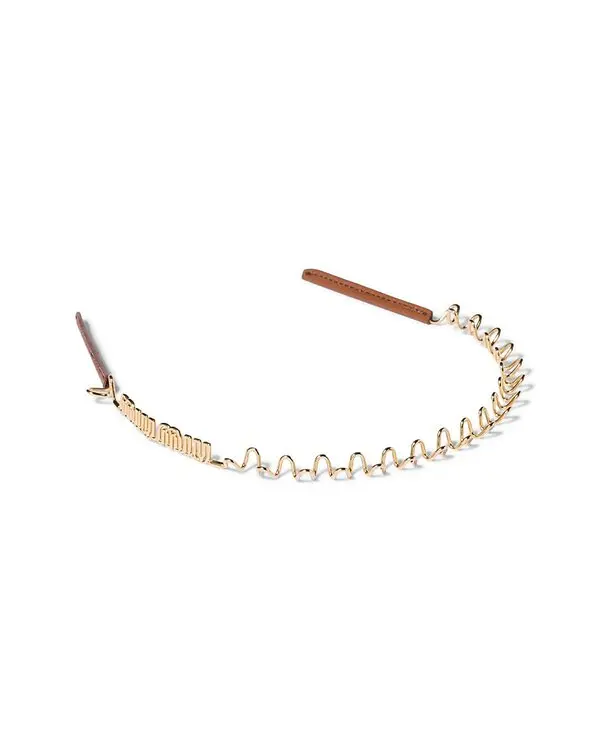 Miu Miu Metal And Leather Headband - Gold/silver