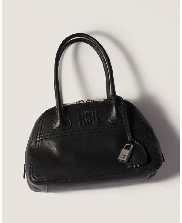 Miu Miu Vivant Nappa Lambskin Bag, 11.02 W X 3.74 X 6.69 - Black