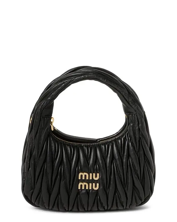 Miu Miu Wander Matelasse Nappa Lambskin Hobo Bag - Black