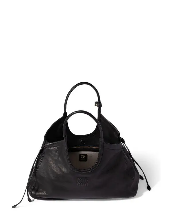 Miu Miu Ivy Nappa Leather Shopping Bag - Black