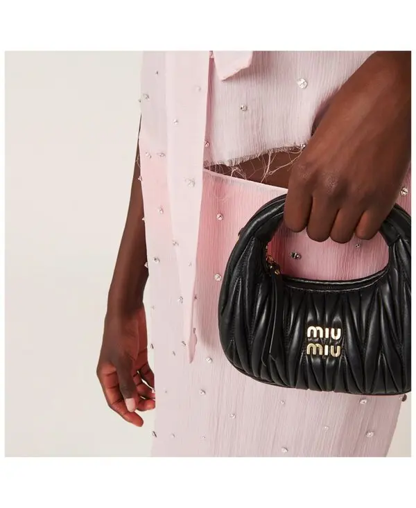 Miu Miu Wander Matelasse Nappa Leather Hobo Mini-bag - Black