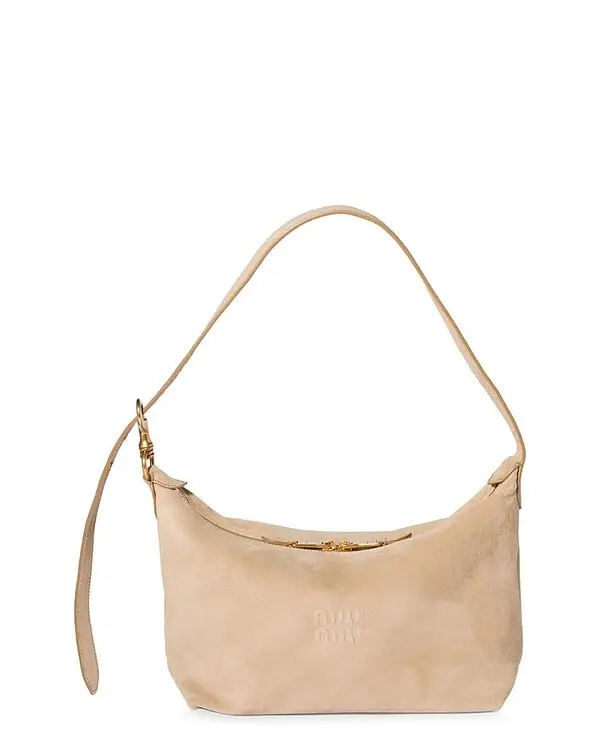 Miu Miu Spirit Suede Bag, 11.02 X 5.12 - Ecru