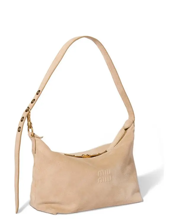 Miu Miu Spirit Suede Bag, 11.02 X 5.12 - Ecru