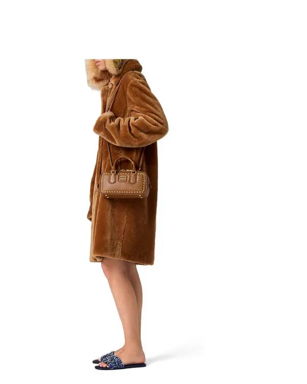 Miu Miu Arcadie Studded Leather Bag - Brandy