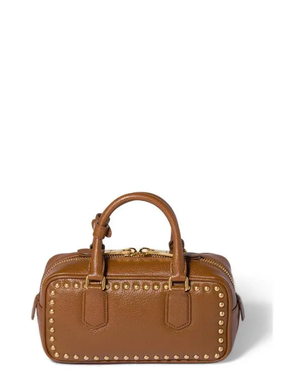 Miu Miu Arcadie Studded Leather Bag - Brandy