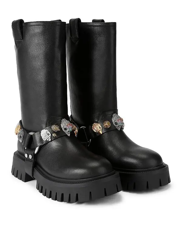 Kurt Geiger Eagles Harness Leather Biker Boots