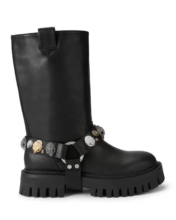 Kurt Geiger Eagles Harness Leather Biker Boots