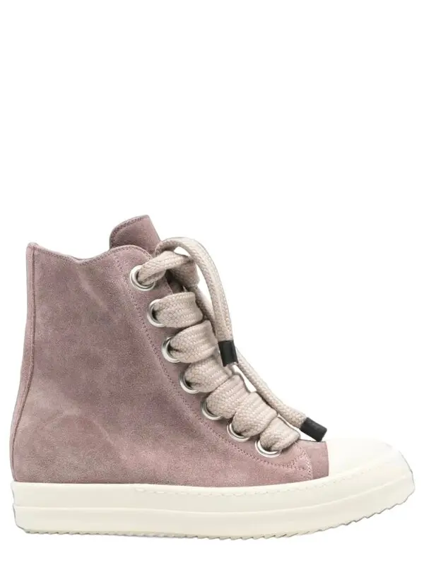 Rick Owens Leather High-top Sneakers With Front Lace-up And Side Zip - Viola