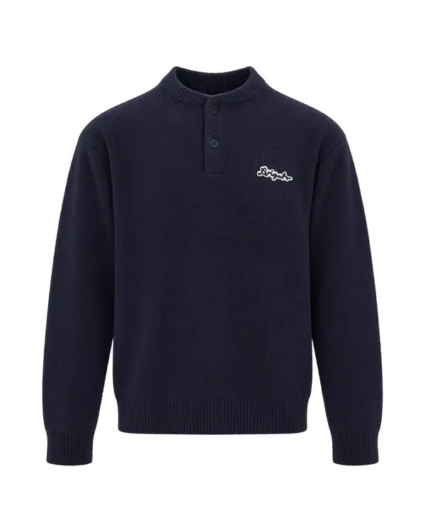 Axel Arigato Embroidered Mock Neck Henley Sweater