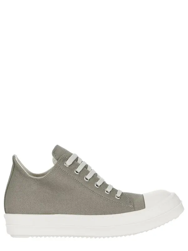 Rick Owens Cotton Lace-up Sneakers With Toe Caps And Shark-tooth Soles - Verde