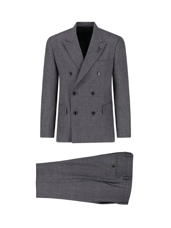 LARDINI Double-breasted Wool Suit Set - Grey