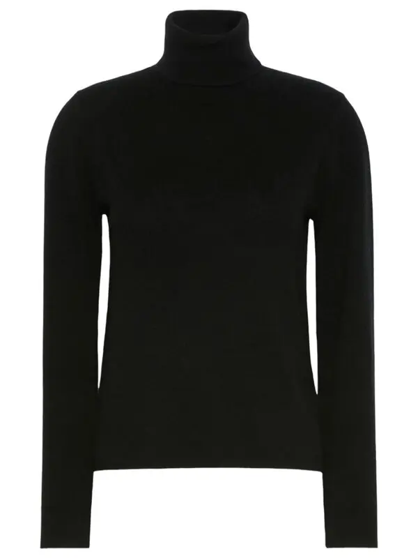 Max Mara Fine Rib Knit Wool-cashmere High Neck Sweater