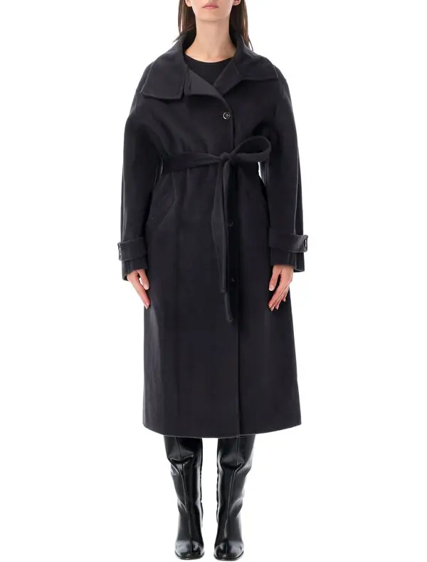 Soeur Wool Cashmere Belted Coat - Charbon