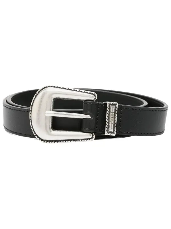 Amiri Mini Leather Belt With Logo-engraved Tip
