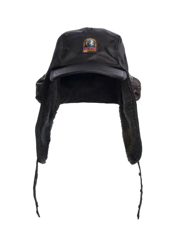PARAJUMPERS Curved Visor Cap With Curly Fleece Lining And Adjustable Chin Strap - Nero