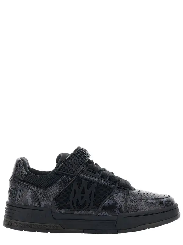 Amiri Mini Sneakers With Python-embossed Leather, Ma Icon & Quad-pattern Strap - Nero