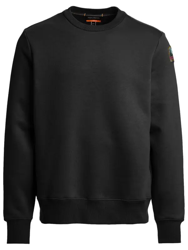 PARAJUMPERS Ribbed Crew Neck Fleece-lined Sweatshirt With Sleeve Patch