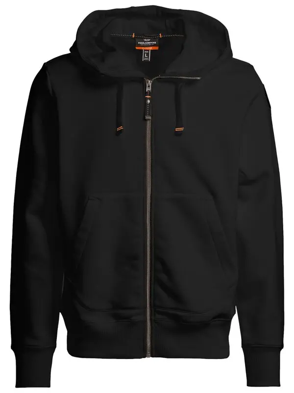 PARAJUMPERS Adjustable Drawstring Hood Front Zip Kangaroo Pocket Sweatshirt With Ribbed Cuffs