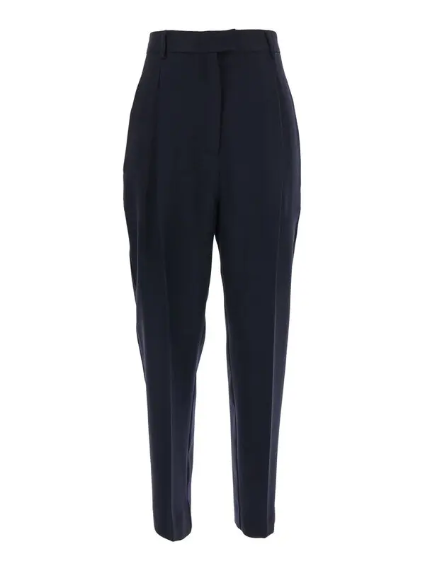 JUCCA High-waist Pleated Straight-leg Trousers With Belt Loops - Blu