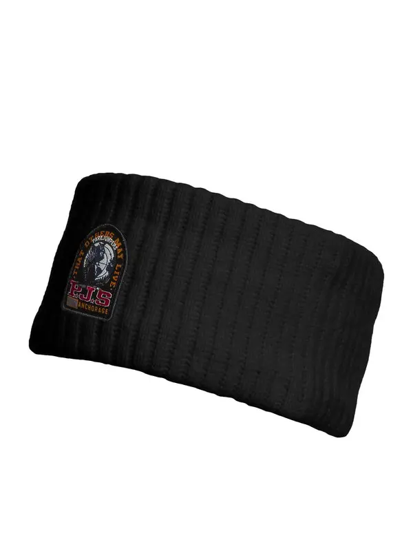 PARAJUMPERS Rib Knit Wool-cotton Beanie With Polar Fleece Lining & Front Patch - Nero