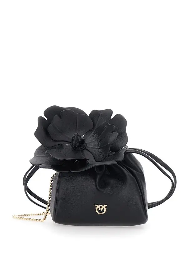 Pinko Mini Pouch Handbag With Floral Leather Details