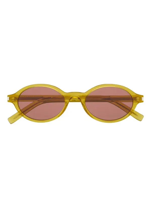 Saint Laurent Engraved Temples Acetate Sunglasses With 100% Uva/uvb Protection - Giallo