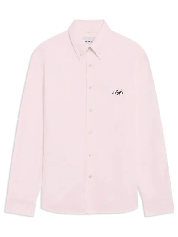Drole De Monsieur Drôle Bellissima Embroidered Mini Button-front Long-sleeve Shirt - Rosa