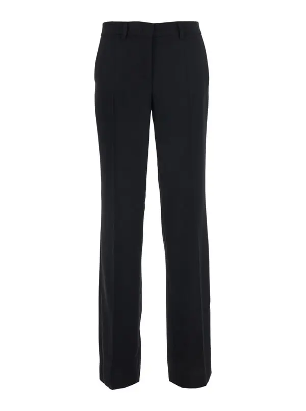LEPLAIN Straight Tech Fabric Trousers With Clean Line - Black