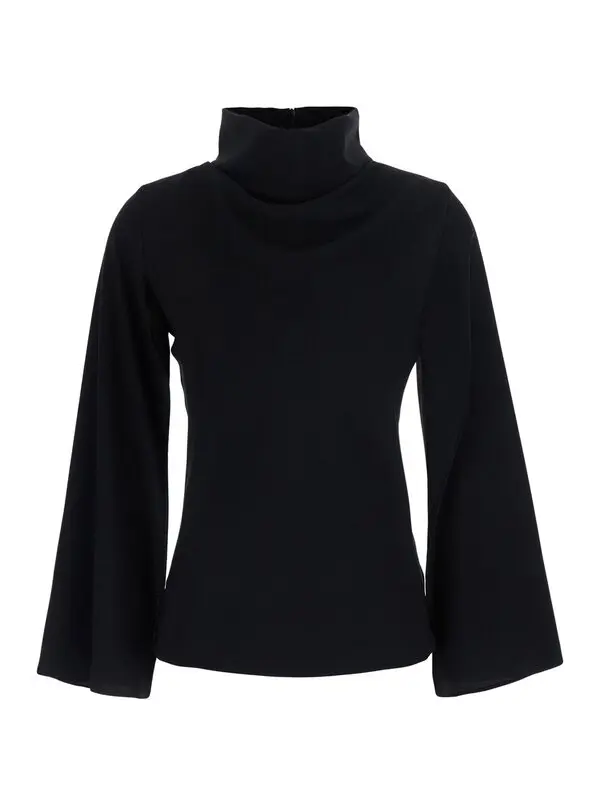 LEPLAIN Tech Fabric High-neck Top With Slit Sleeves