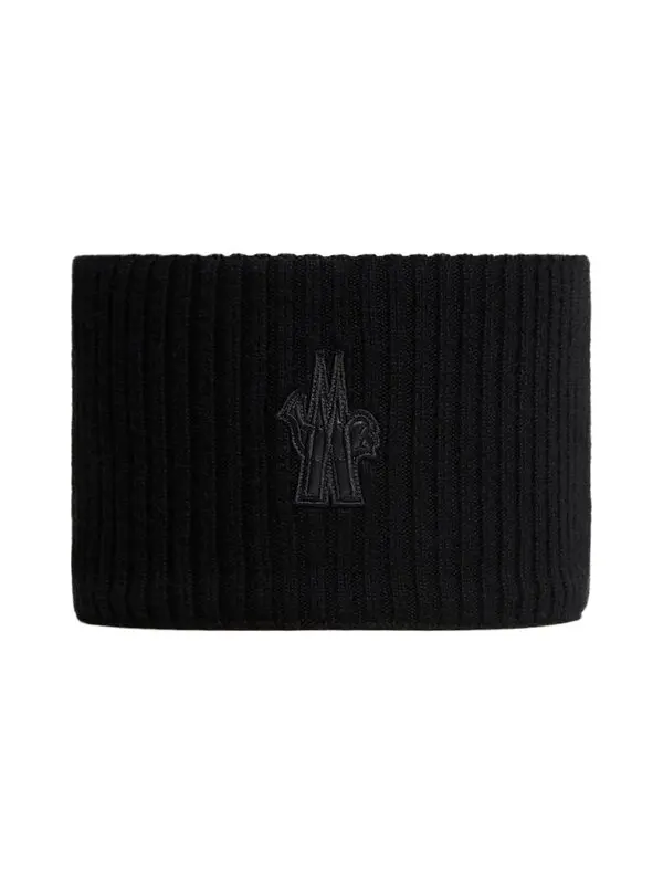 Moncler 7-gauge Virgin Wool Rib-knit Hat With Tricolor Detail - Nero