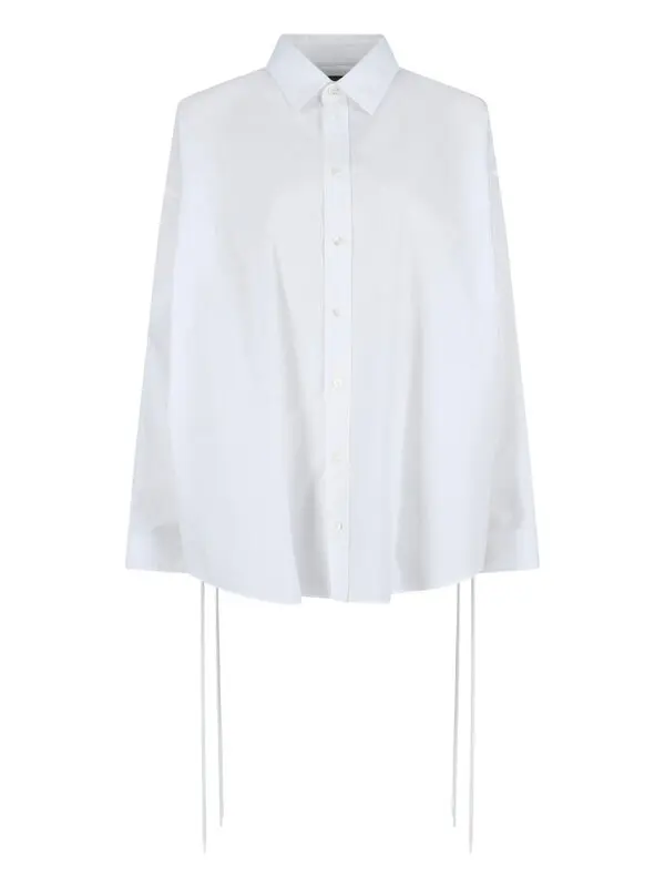 Balenciaga Oversized Button-front Shirt With Drawstring Hem - White