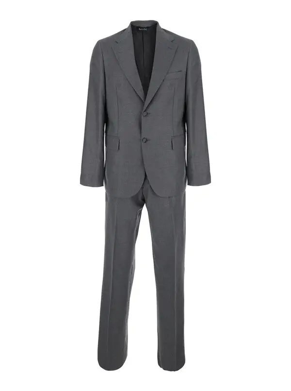 E PO CA Tech Fabric Single-breasted Jacket And Pleated Pants Suit With Piping