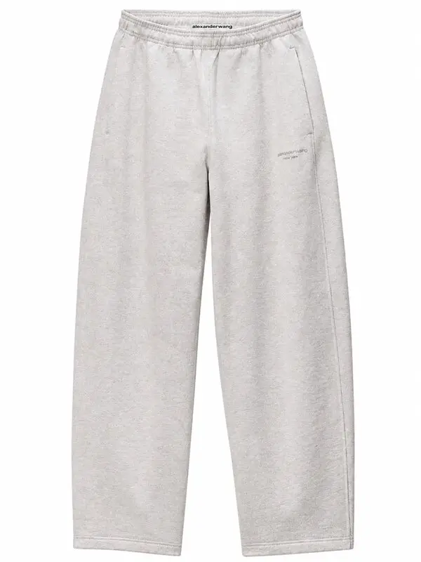 Alexander Wang Crystal Logo Cotton Trouser With Elasticated Waistband - Grey