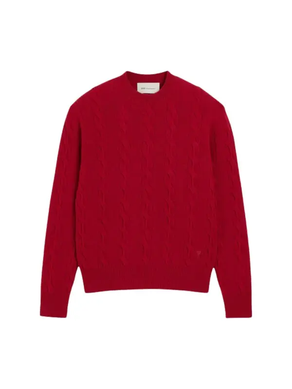 AMI Paris Cable-knit Crewneck Sweater