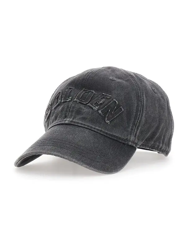 GOLDEN GOOSE Golden Patch Washed Twill Visor Hat - Grey