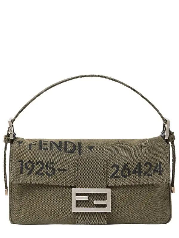 Fendi Mini Stencil Print Convertible Shoulder Bag With Ff Buckle - Verde