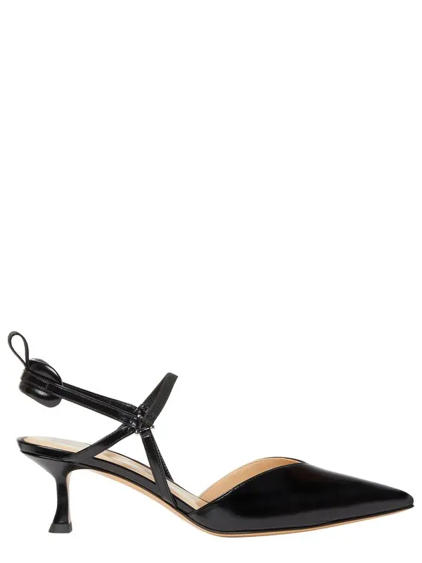 Fendi Mini Tab Strappy Stiletto Heels With Elastic Webbing And Calfskin - Nero