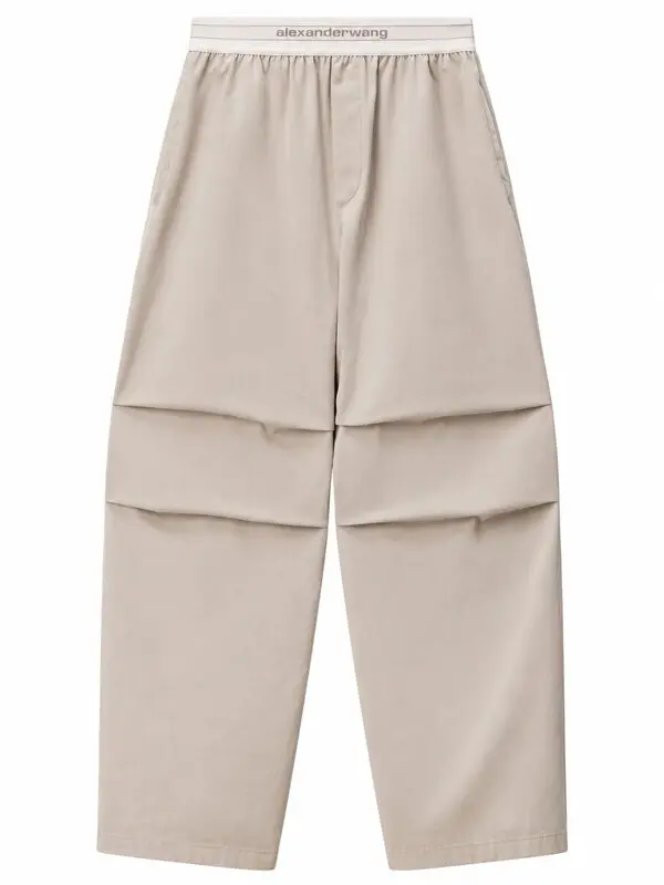 Alexander Wang Logo Cotton Wide-leg Trousers With Elastic Waistband