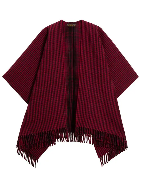 Woolrich Reversible Checkered Wool Scarf With Fringed Hem